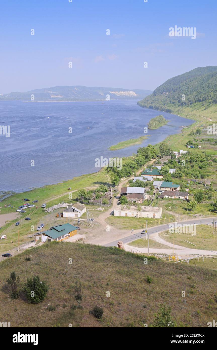 Volga river in summer, as seen from the mountains of the National Park ...