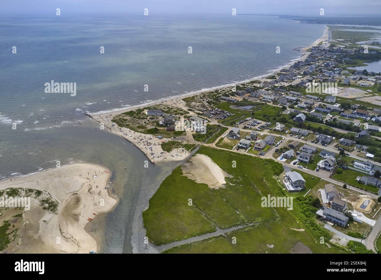 Aerial view of West Dennis beaches â€” South village beach and Trotting ...