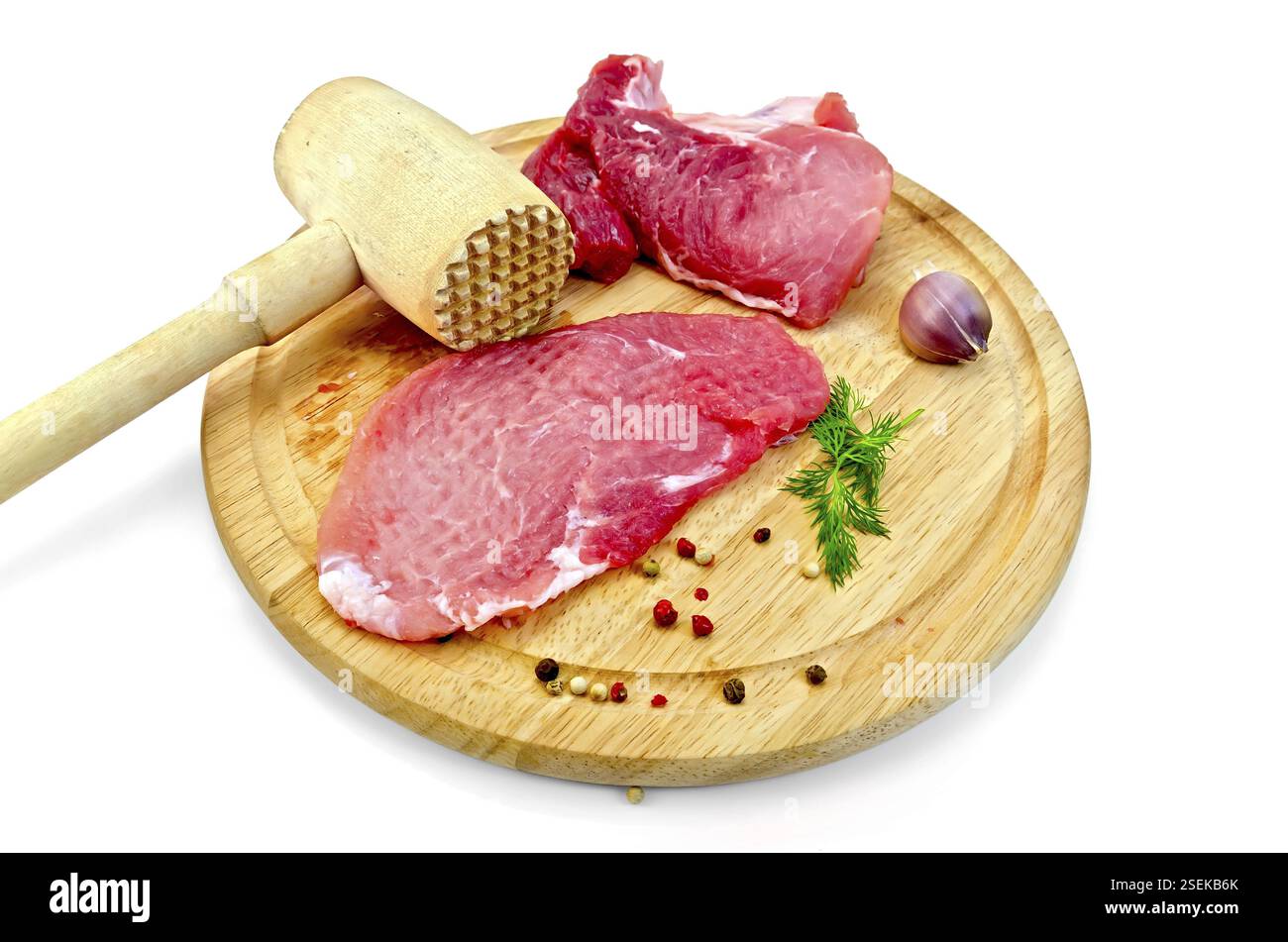 Pushed off a piece of meat, garlic, pots of various peppers, fennel ...