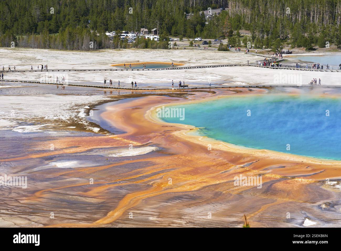 Grand Prismatic Spring Pool In Yellowstone National Park, Wyoming, USA ...
