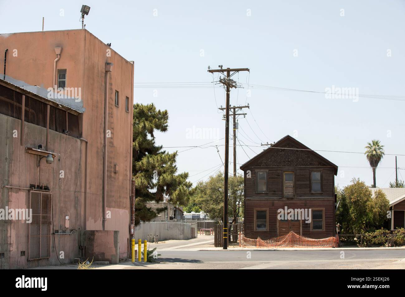 Afternoon sun shines on historic buildings of downtown Hanford ...