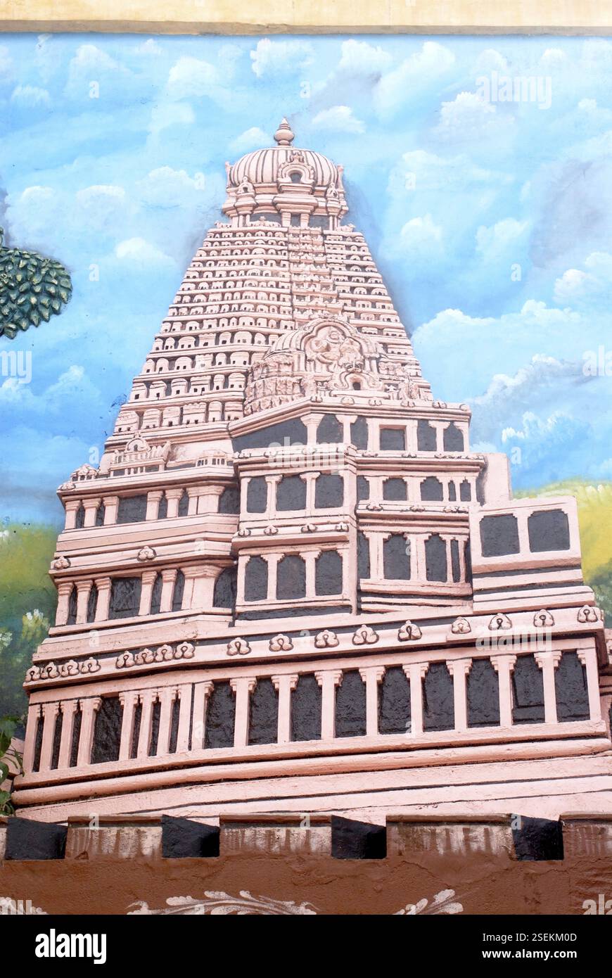 Fresco painting of Brihadeshwara temple known as Big Temple on external ...