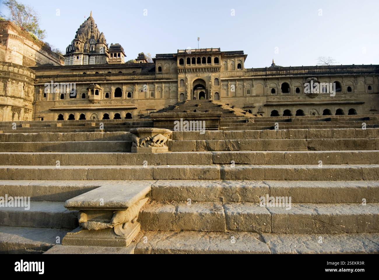 Maheshwar ghat temple fort and palace on bank of river Narmada, Madhya ...