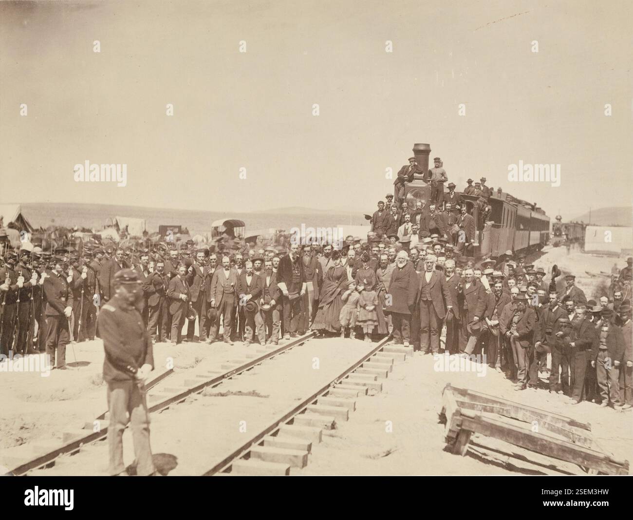 Officers at Union Pacific Railroad Laying of the last rail . Vintage ...