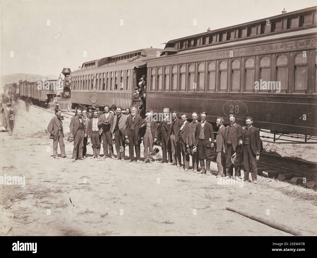 Engineers at laying last rail, construction of the Union Pacific ...
