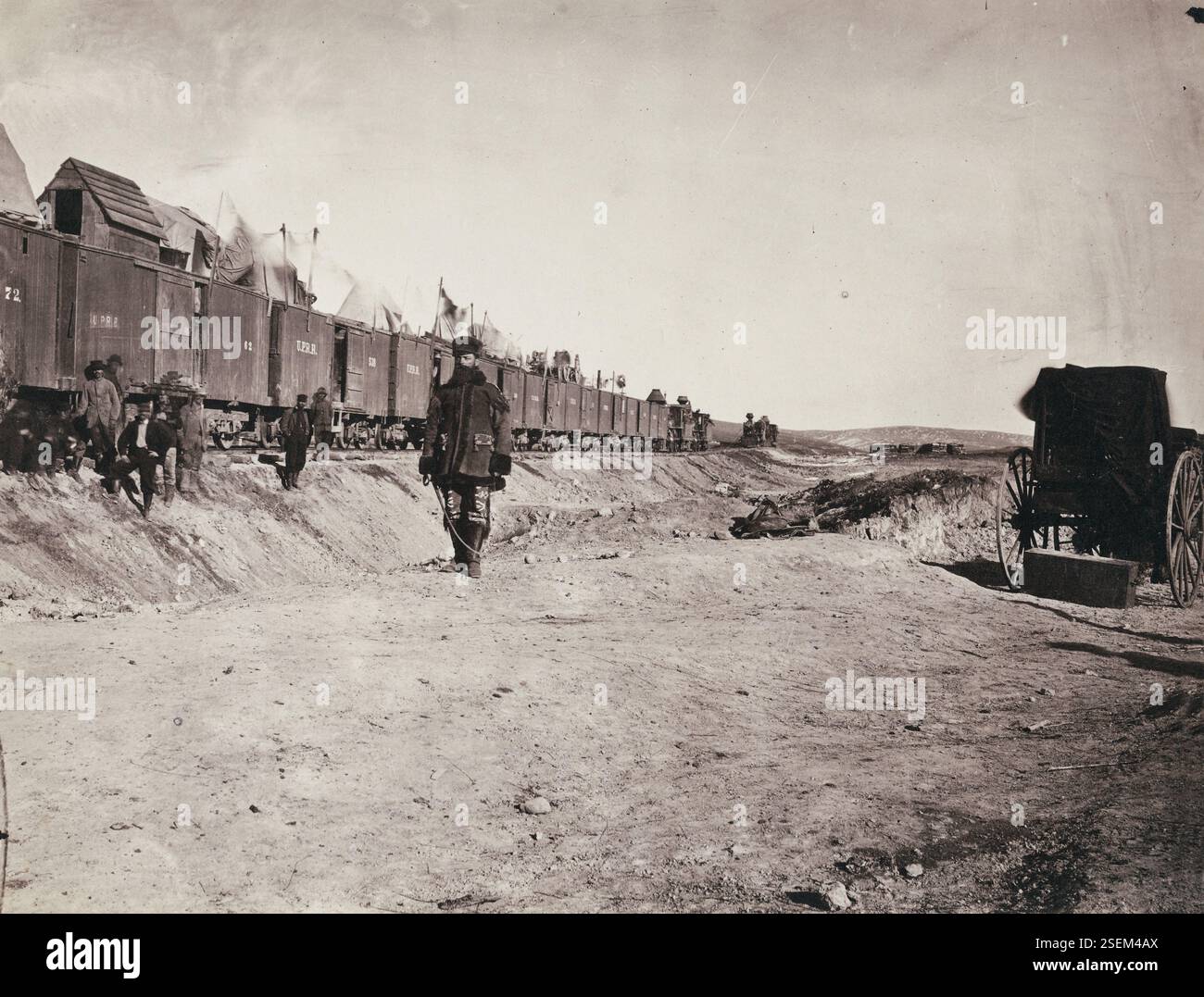 Construction train, Vintage archive photograph taken during ...