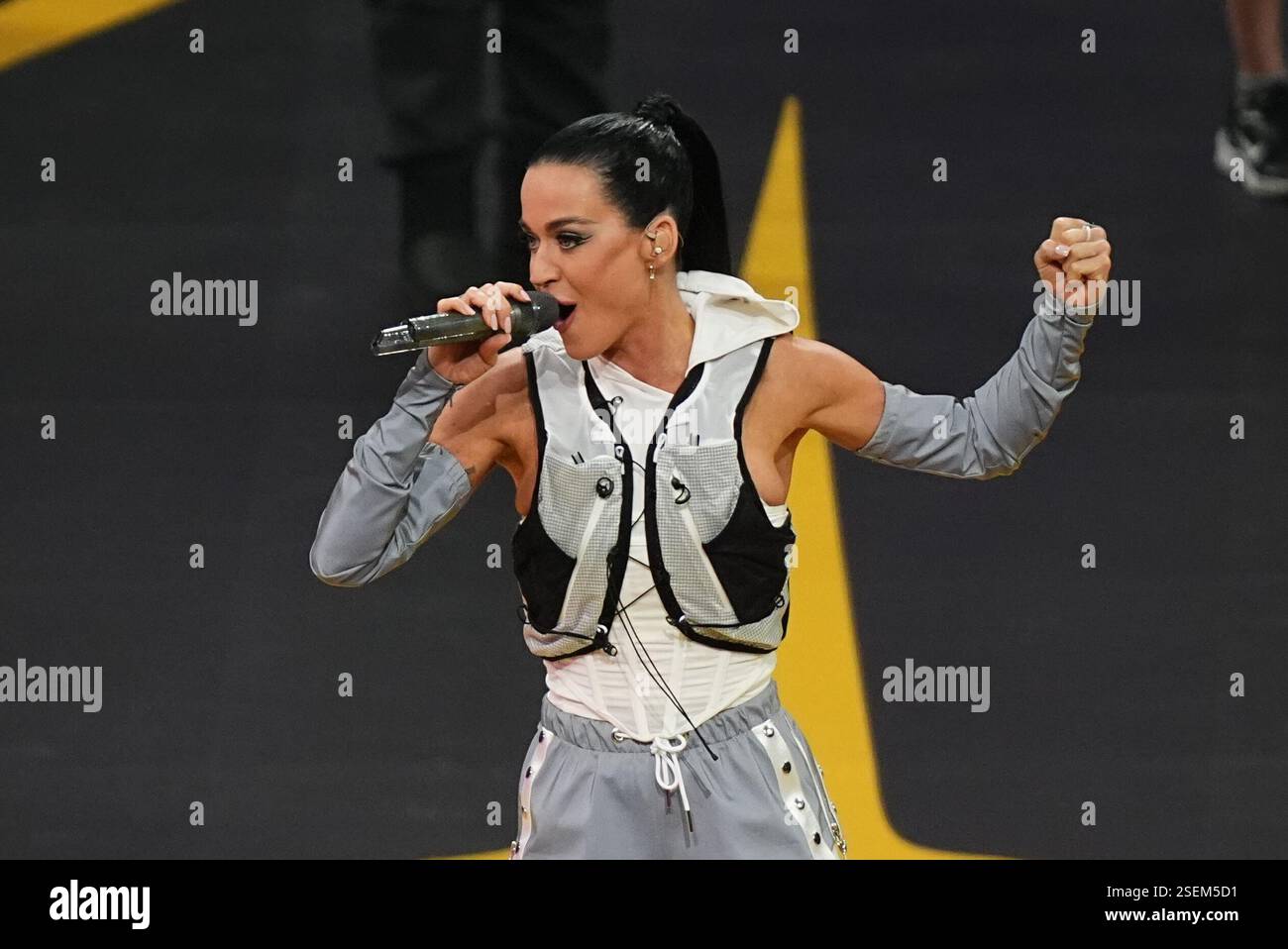Katy Perry performing during the opening ceremony of the 2025 Invictus ...