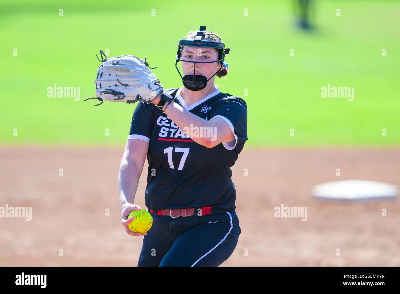 Georgia State pitcher Kate Kastelic (17) throws the ball from the mound ...