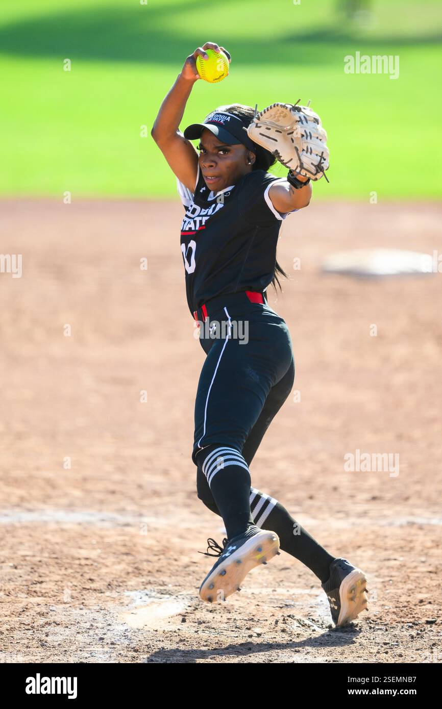 Georgia State pitcher Makayla Stephens (10) throws the ball from the ...