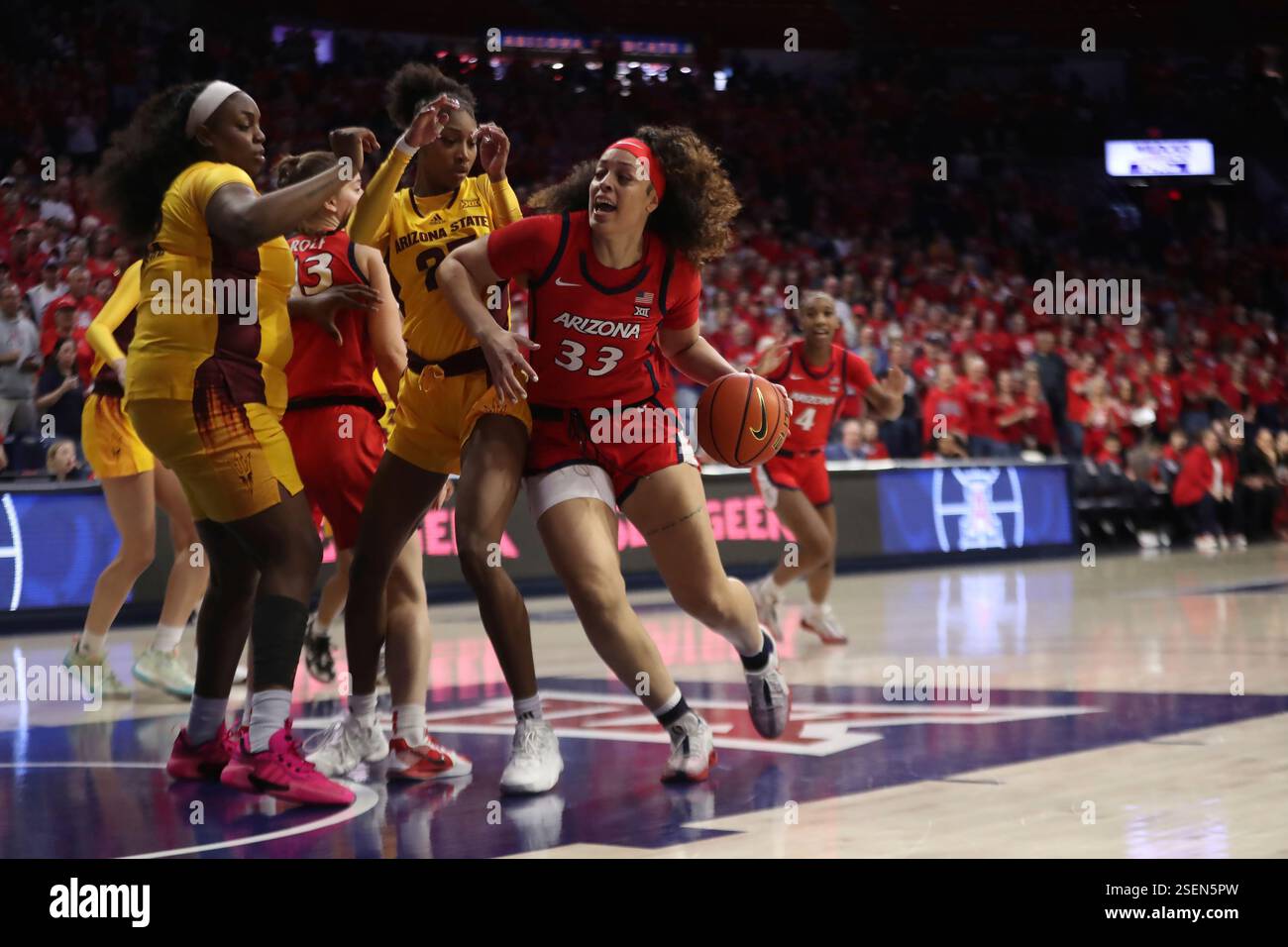 TUCSON, AZ - FEBRUARY 08: Arizona Wildcats forward Isis Beh #33 drives ...