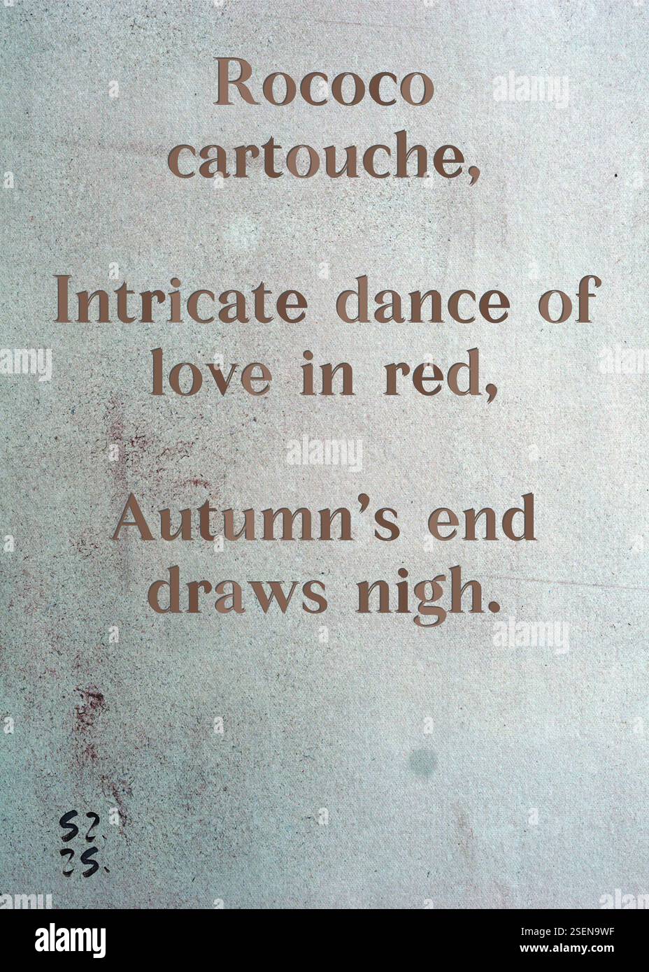 Rococo cartouche, Intricate dance of love in red, Autumn's end draws ...