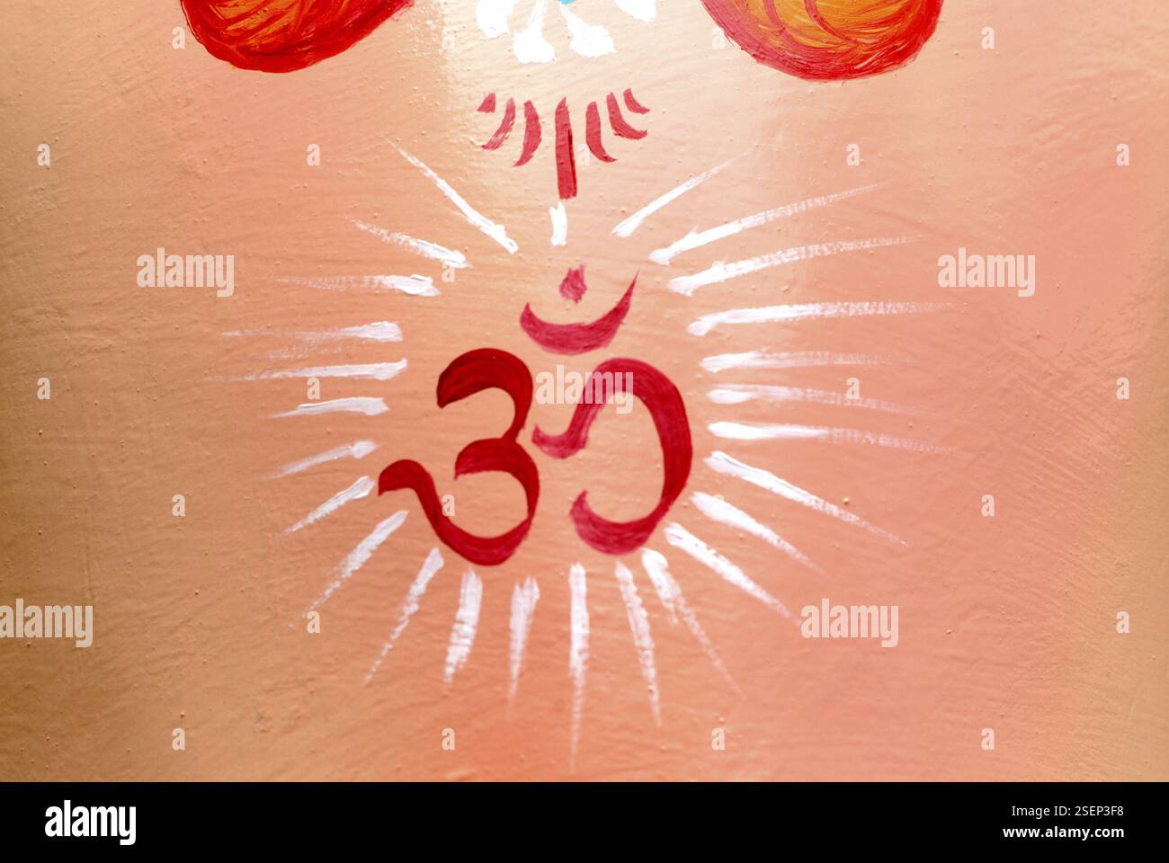 OM symbol painted on forehead of idol of lord Ganesh elephant headed ...