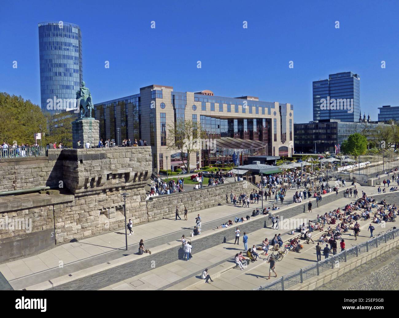 Cologne-Deutz, Rhine Promenade, Hyatt Hotel, office tower blocks Stock ...