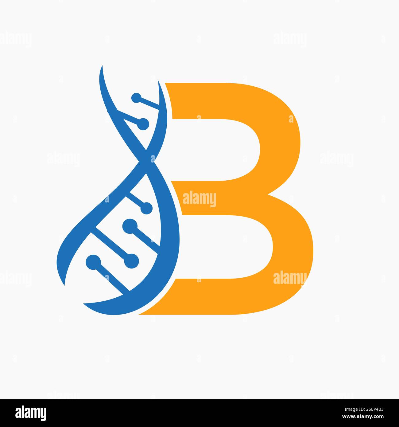 Initial DNA Spiral Logo On Letter B For Healthcare Sign Vector Template ...