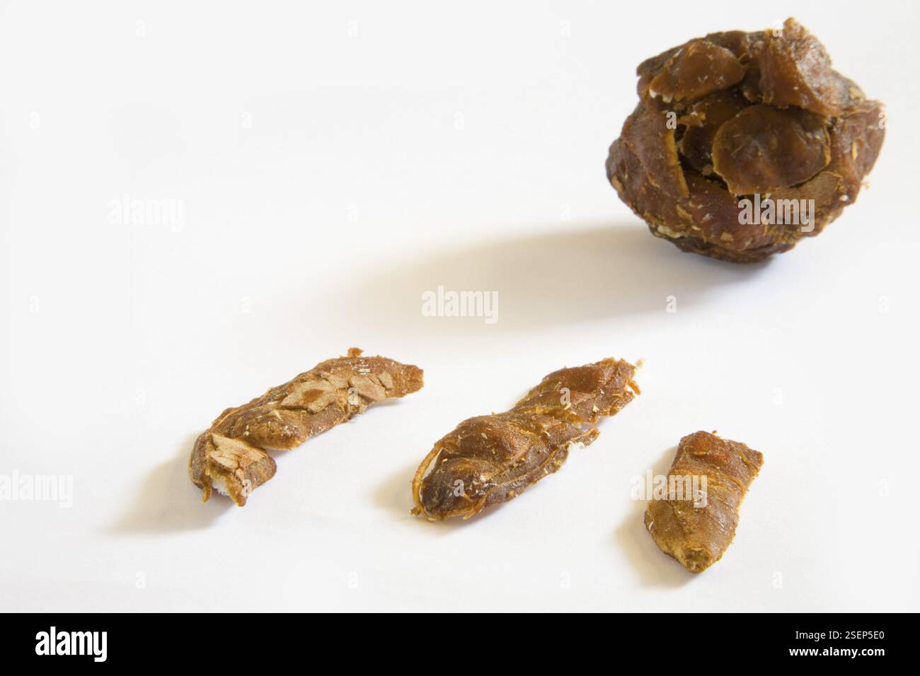 Indian spice, Tamarind imli Tamarindus indica on white background Stock ...