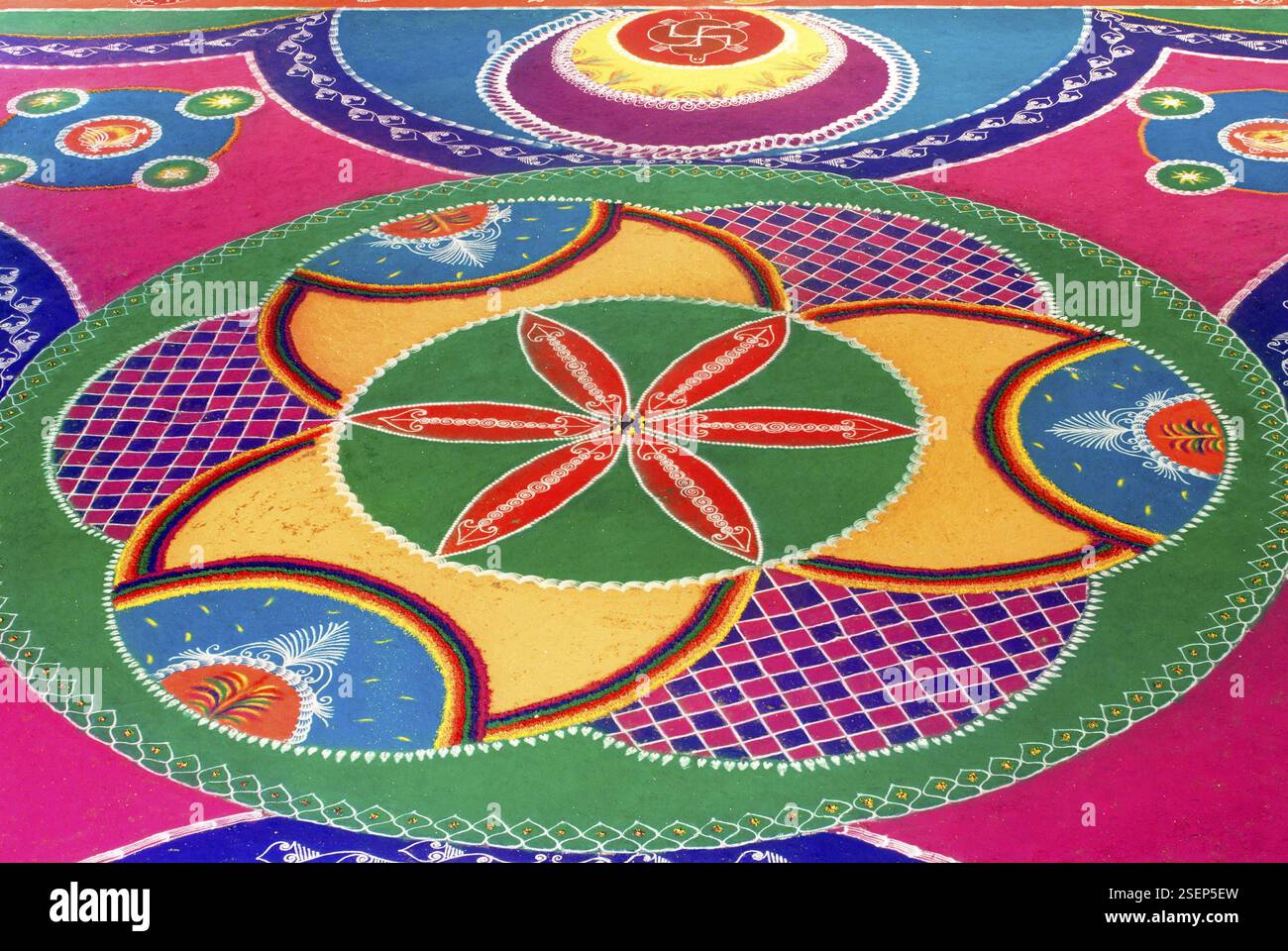 Rangoli floor design for celebrating Gudi Padva festival, Thane, Maharashtra, India, Asia Stock ...