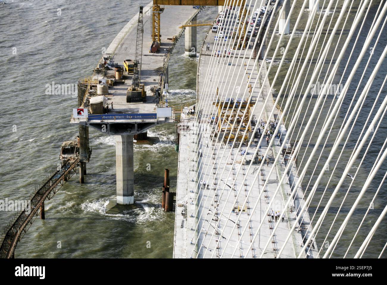 Twin carriageway cable-stayed bridge view of under construction of ...