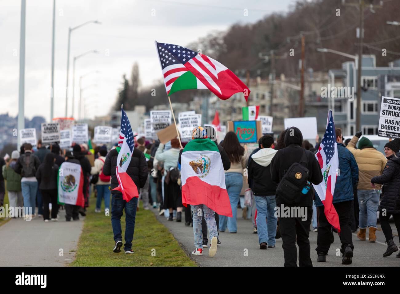 Seattle, Washington, USA. 8th February 2025. Protesters take over ...