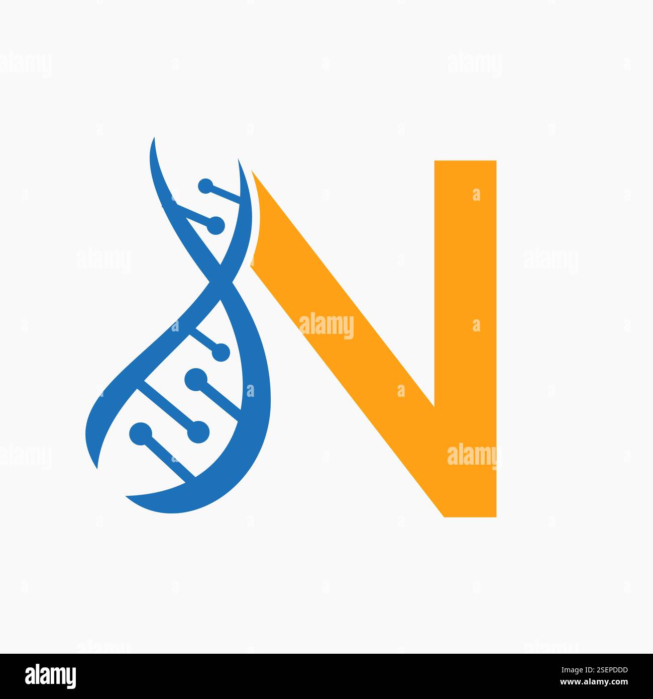 Initial DNA Spiral Logo On Letter N For Healthcare Sign Vector Template ...