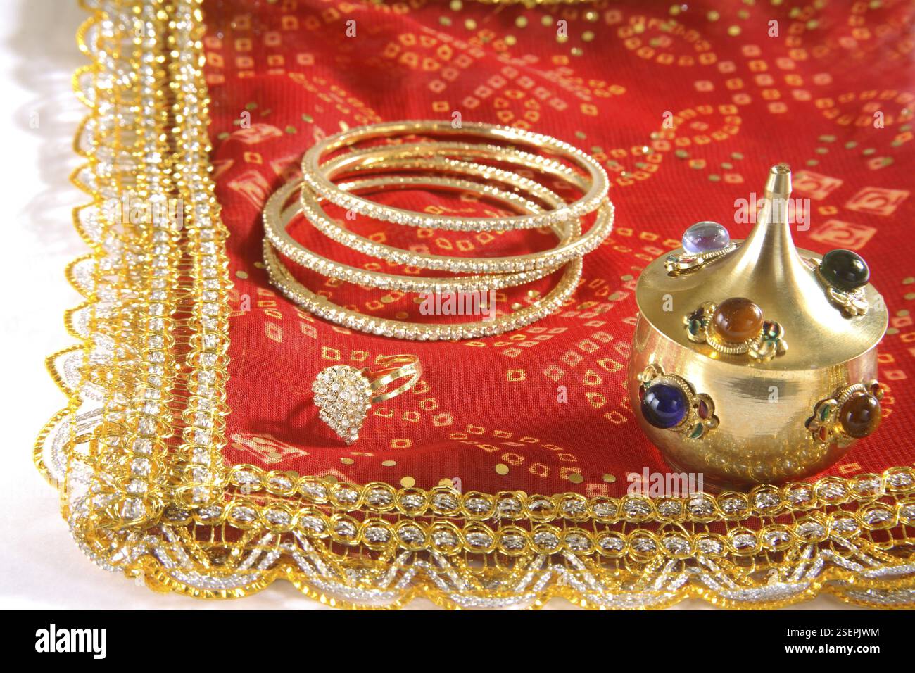 Indian festival Teej celebration procession for goddess Parvati red ...