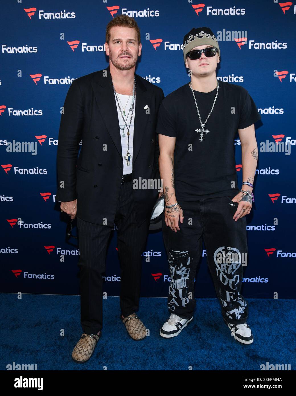 New Orleans, USA. 08th Feb, 2025. David Boreanaz and Jaden Rayne Boreanaz walking the red carpet ...