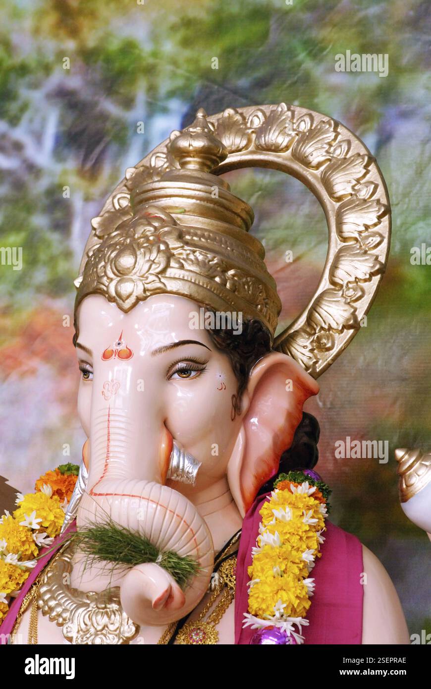 Richly decorated idol of lord Ganesh elephant headed god for Ganpati ...