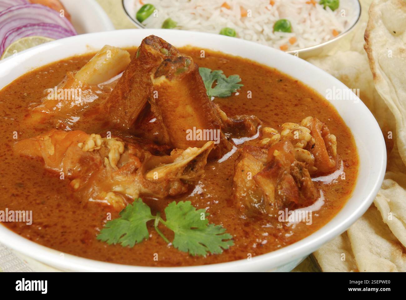 Non vegetarian food, mutton curry with pieces served in bowl Stock ...