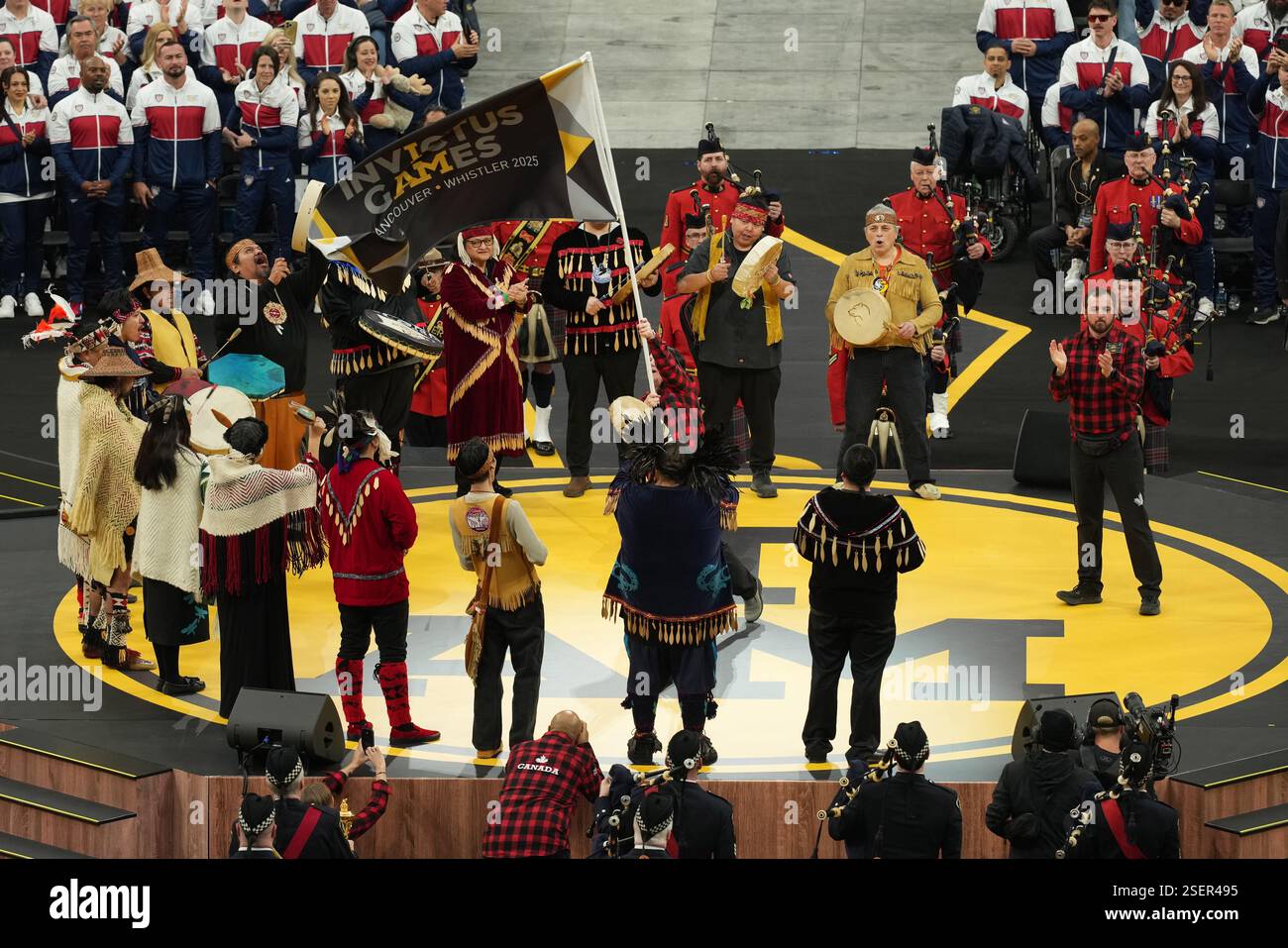 Vancouver, Canada. 08th Feb, 2025. A member of Team Canada waves the ...