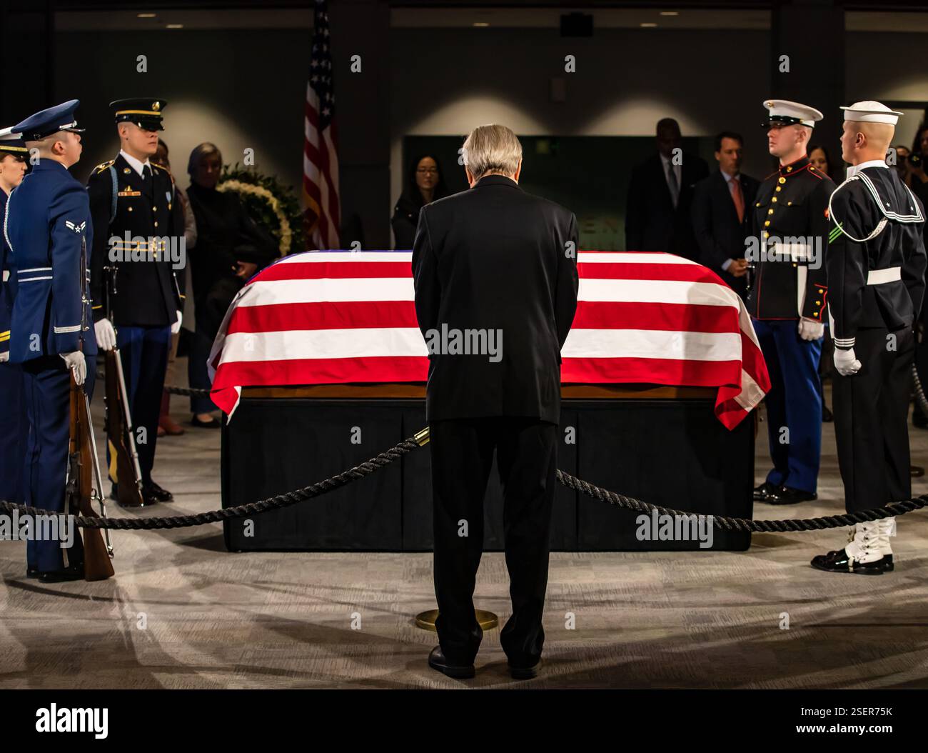 Members of the public view the casket of Jimmy Carter, the 39th ...