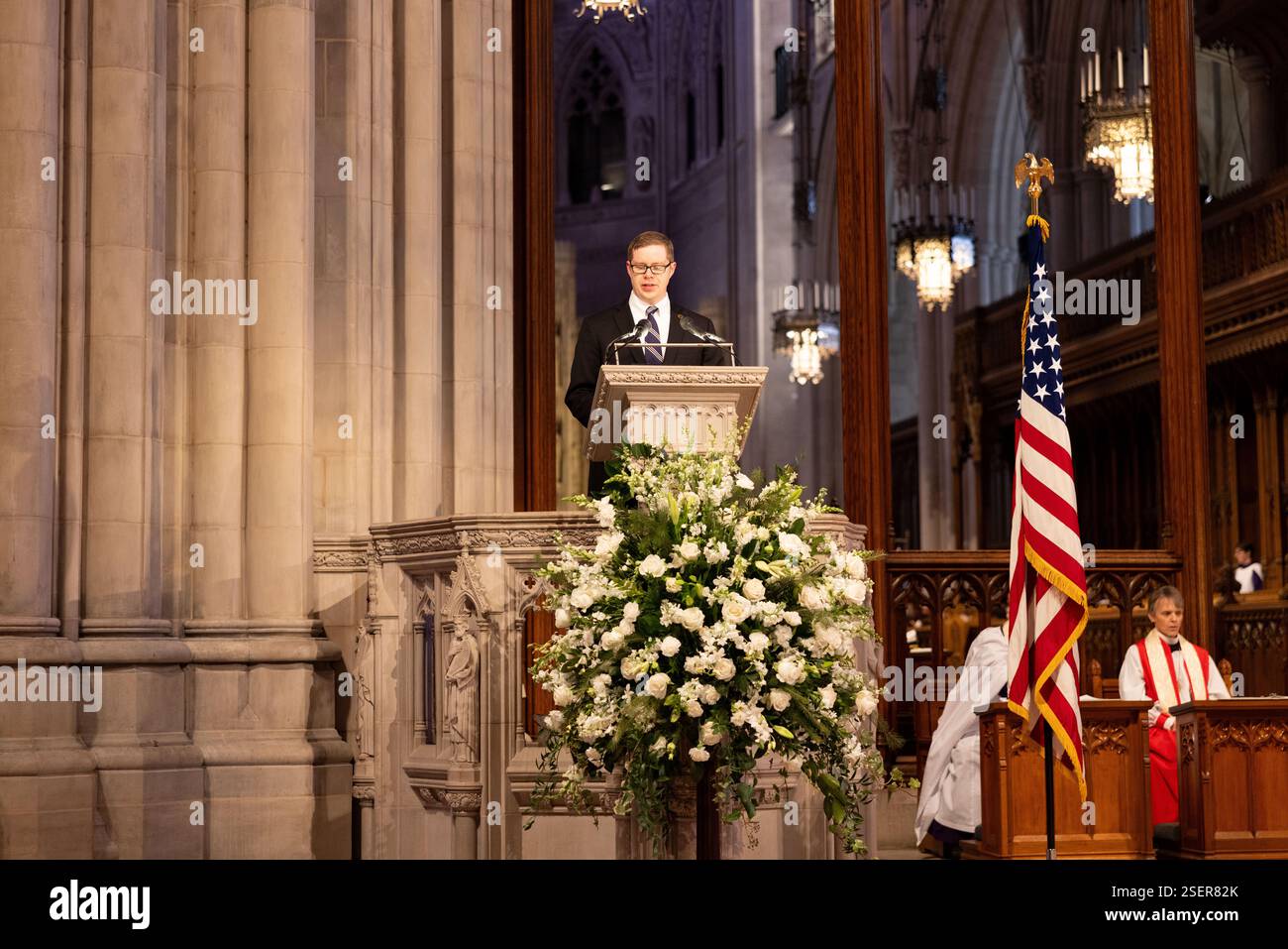 Joshua Carter, the grandson of President Carter, delivered a eulogy at ...