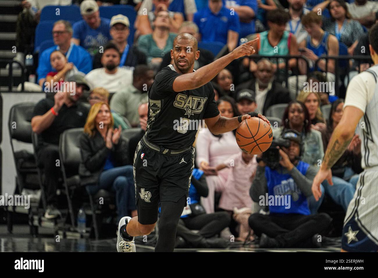 Orlando, Florida, USA, February 8, 2025, San Antonio Spurs guard Chris ...