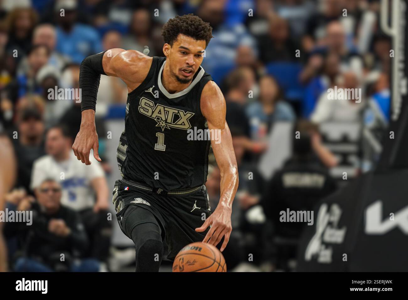 Orlando, Florida, USA, February 8, 2025, San Antonio Spurs center ...