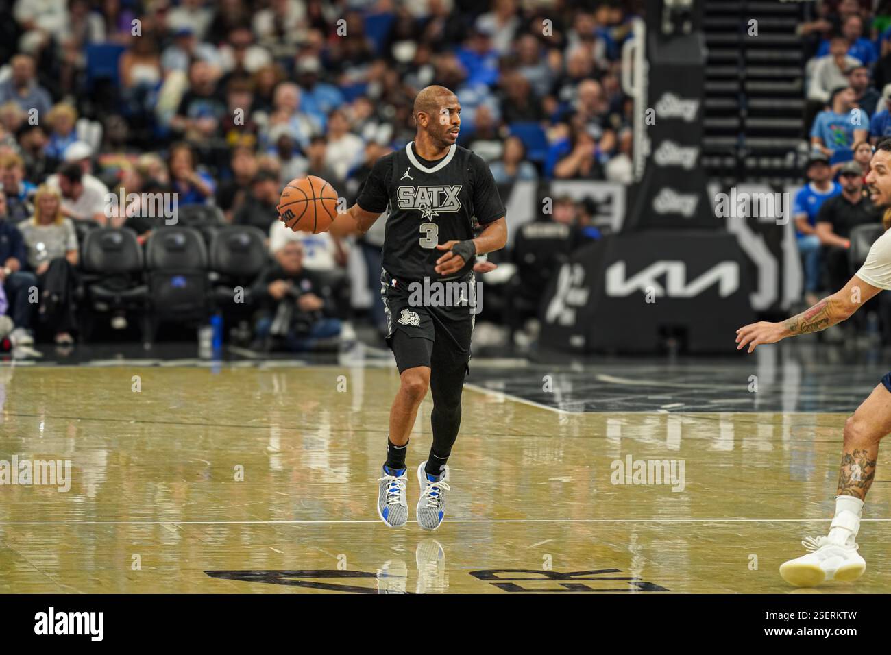 Orlando, Florida, USA, February 8, 2025, San Antonio Spurs guard Chris ...