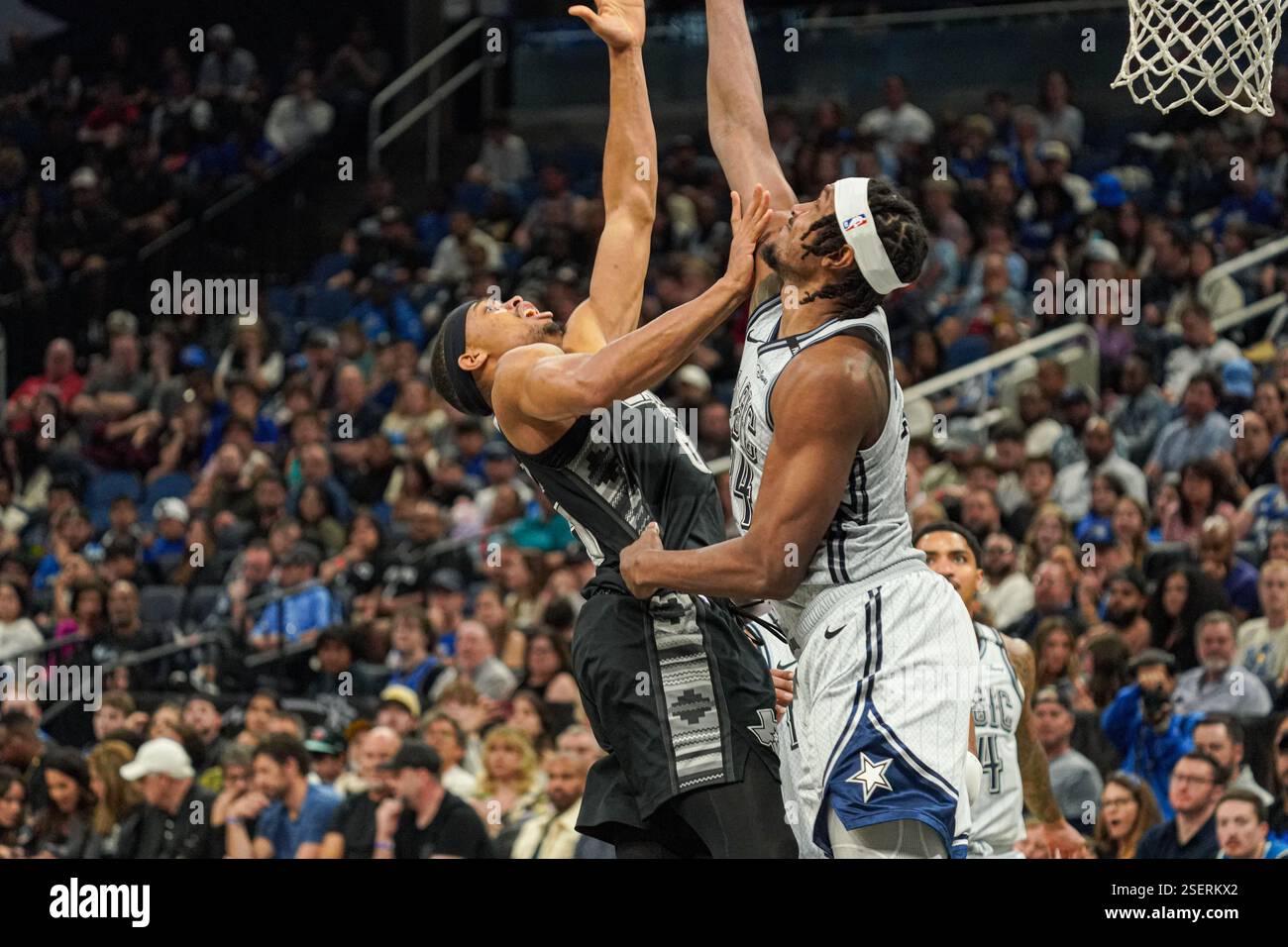 Orlando, Florida, USA, February 8, 2025, San Antonio Spurs guard Kelson ...