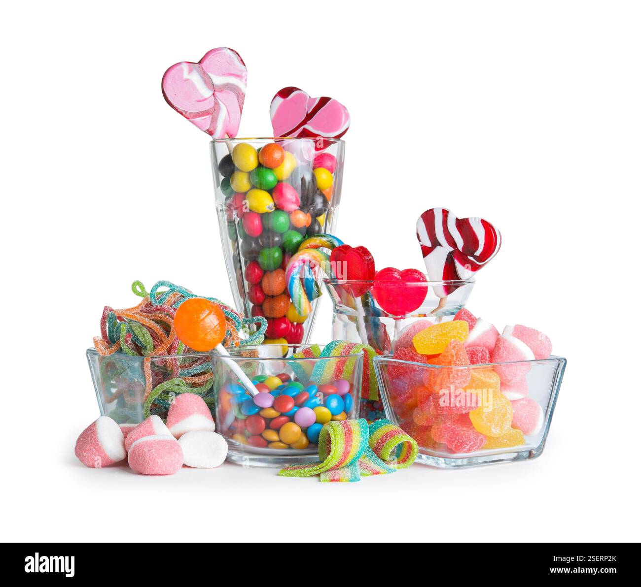 Candy bar. Many different tasty sweets on white background Stock Photo ...