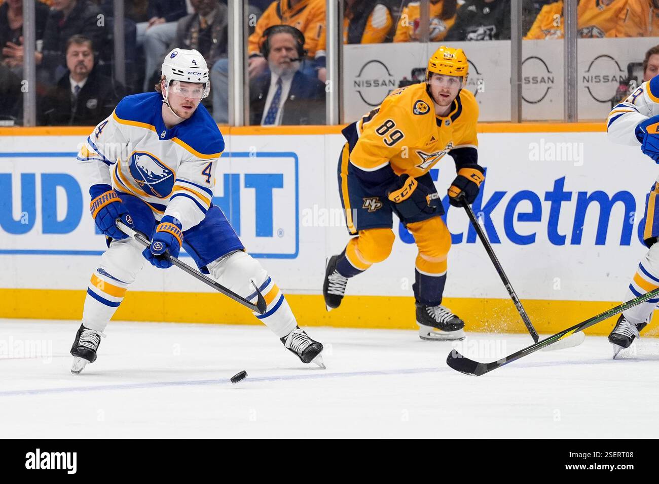 Nashville, Tennessee, USA. 8th Feb, 2025. Buffalo Sabres defenseman ...