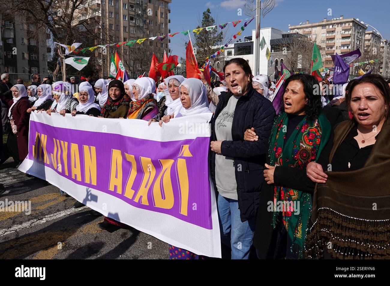 Diyarbakir, Turkey. 08th Feb, 2025. A group of Kurdish Peace Mothers ...