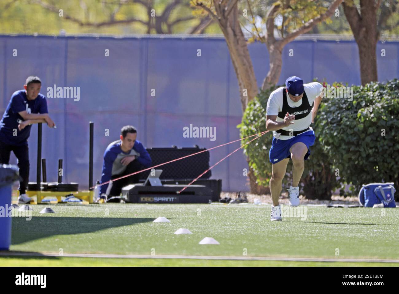 Shohei Ohtani of the Los Angeles Dodgers is pictured during a workout ...
