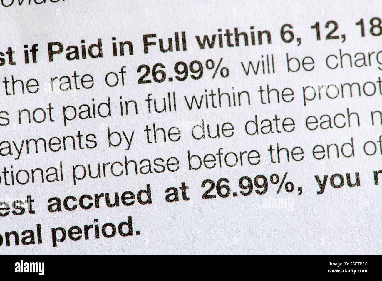 Form showing credit card high interest rates Stock Photo - Alamy