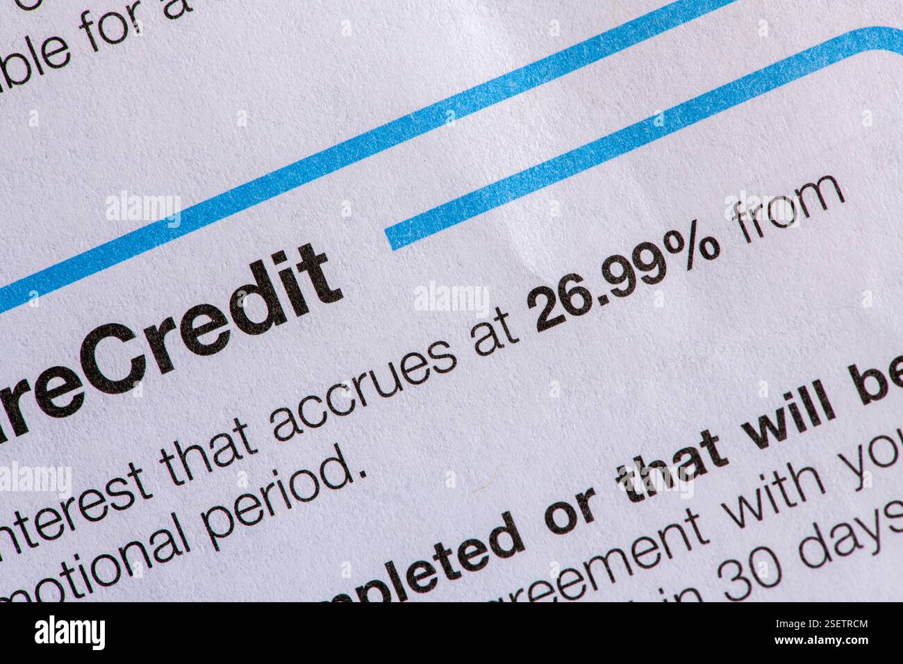 Form showing credit card high interest rates Stock Photo - Alamy