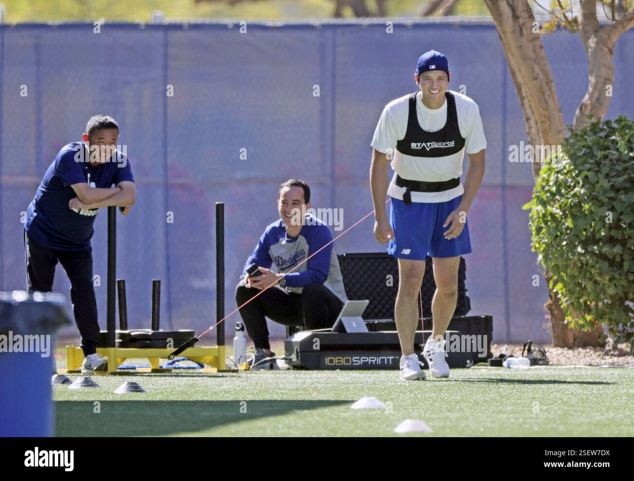 Shohei Ohtani of the Los Angeles Dodgers is pictured during a workout ...