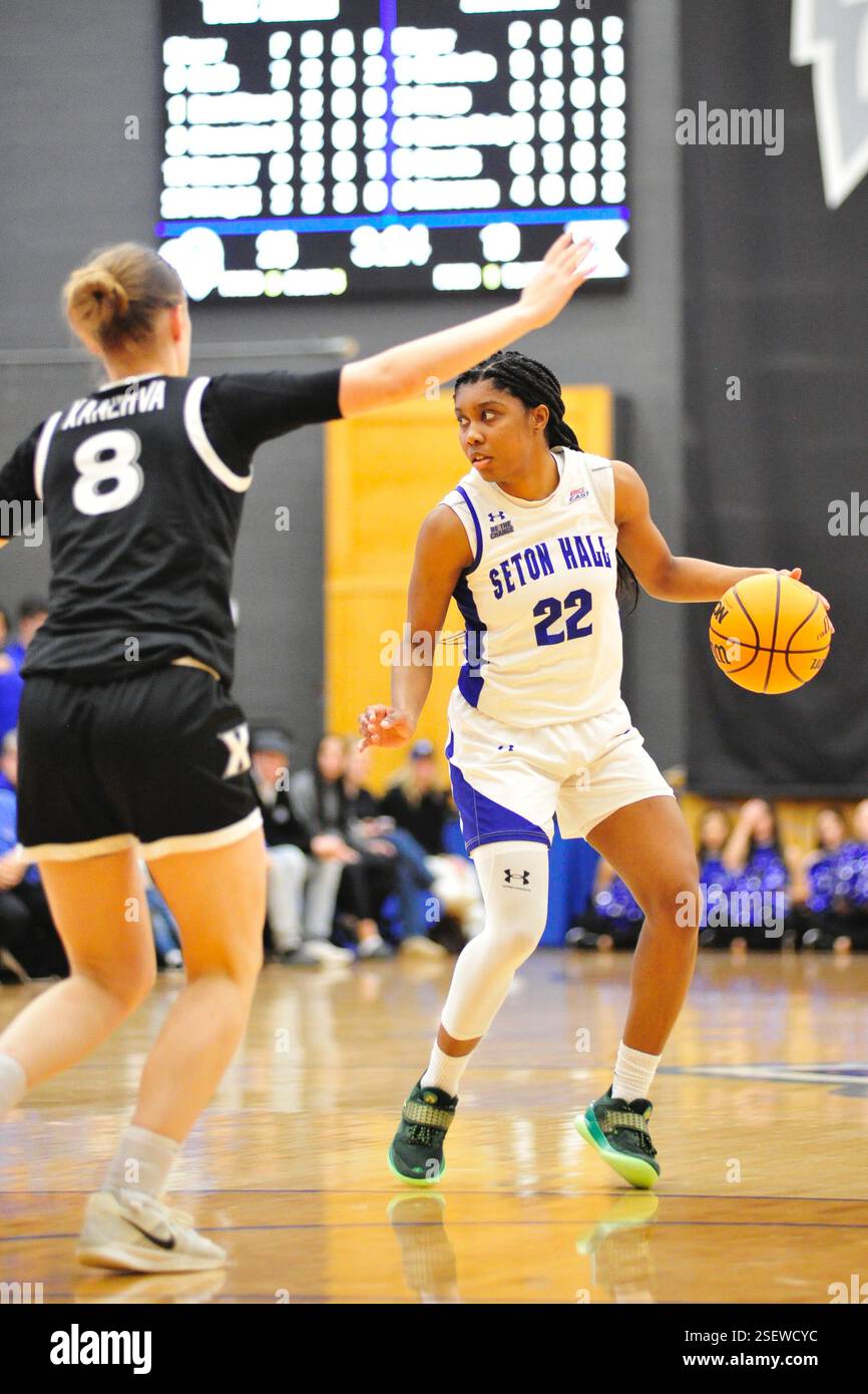 South Orange, USA. 08th Feb, 2025. Seton Hall's Amari Wright (22) has ...
