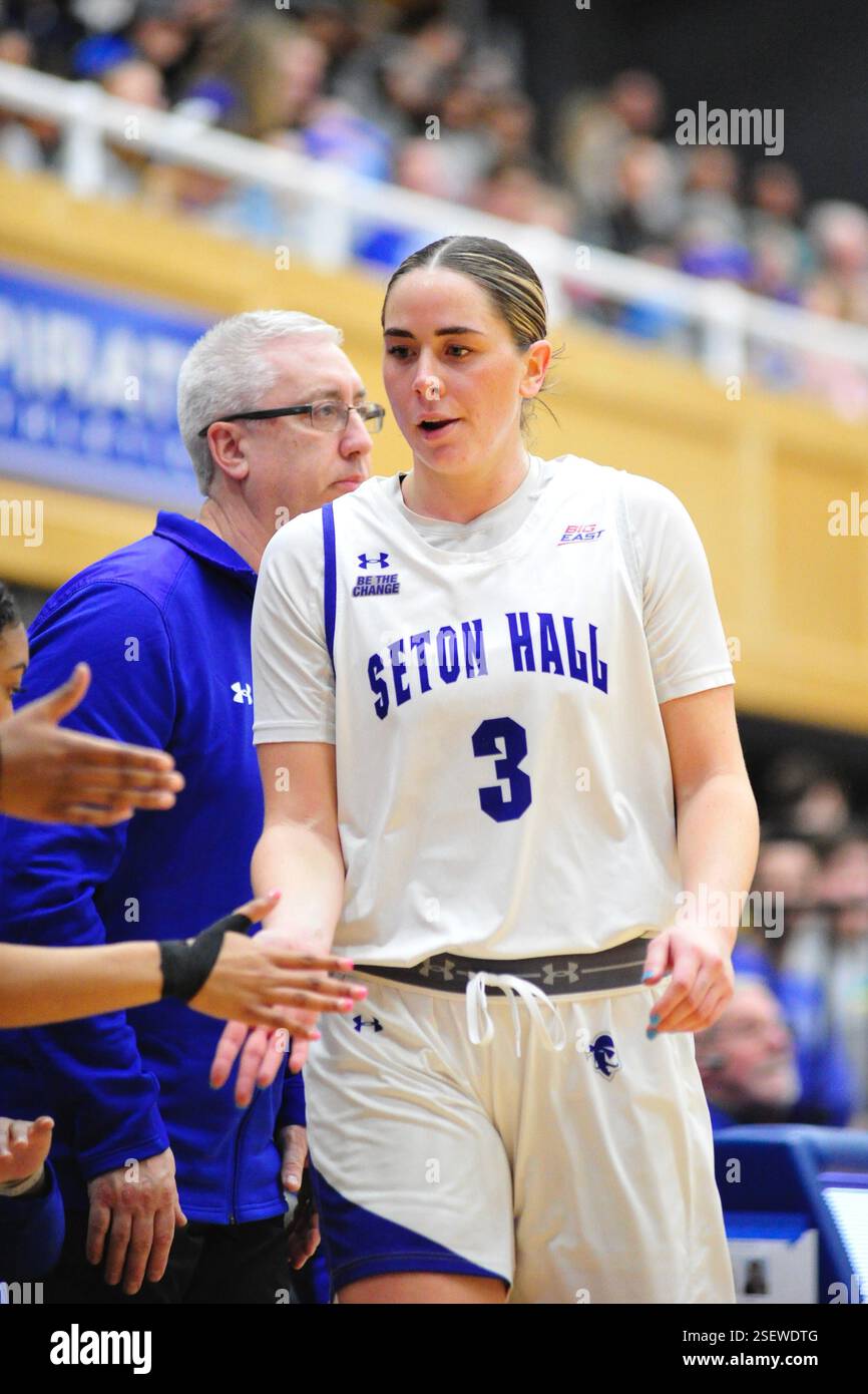 South Orange, USA. 08th Feb, 2025. Seton Hall's Faith Masonius (3 ...