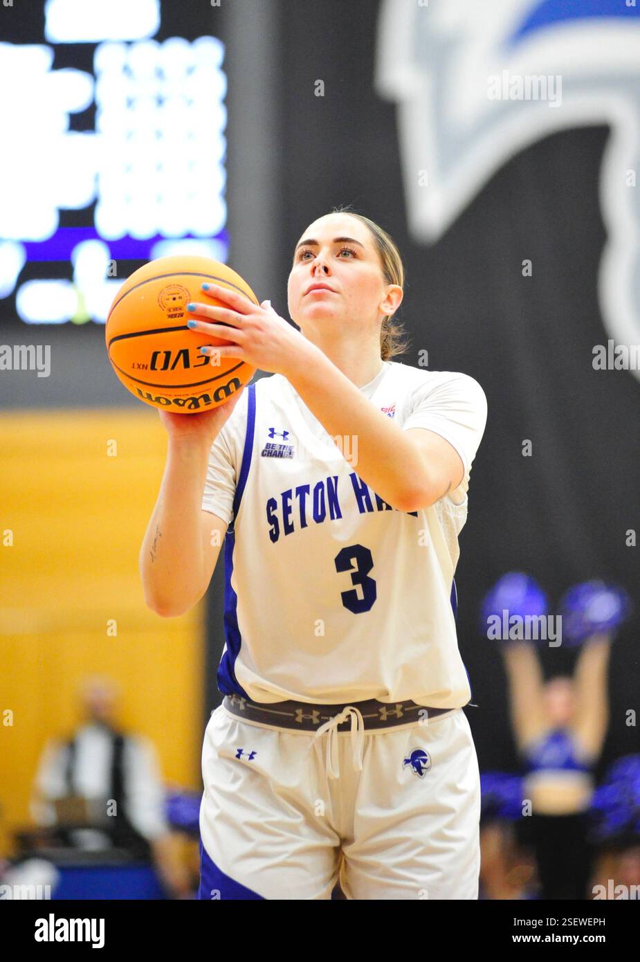 South Orange, USA. 08th Feb, 2025. Seton Hall's Faith Masonius (3 ...