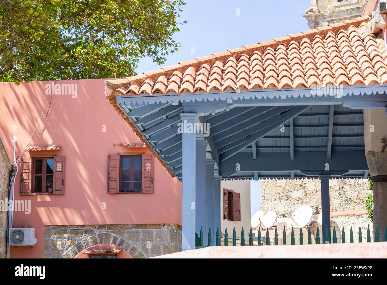 Combination architectural components including terracotta roof tiles ...