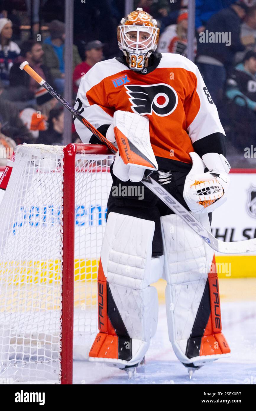 Philadelphia Flyers' Ivan Fedotov looks on during the NHL hockey game ...