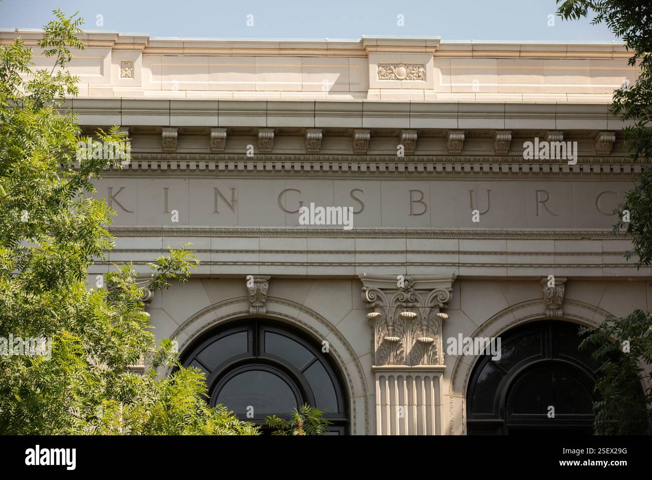Kingsburg, California, USA - July 14, 2021: Historic structures stand ...