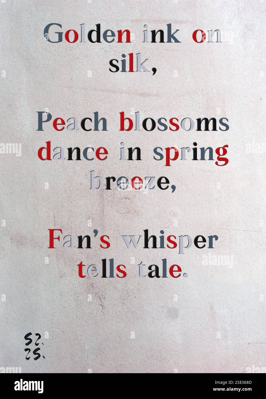 Golden ink on silk, Peach blossoms dance in spring breeze, Fan's ...