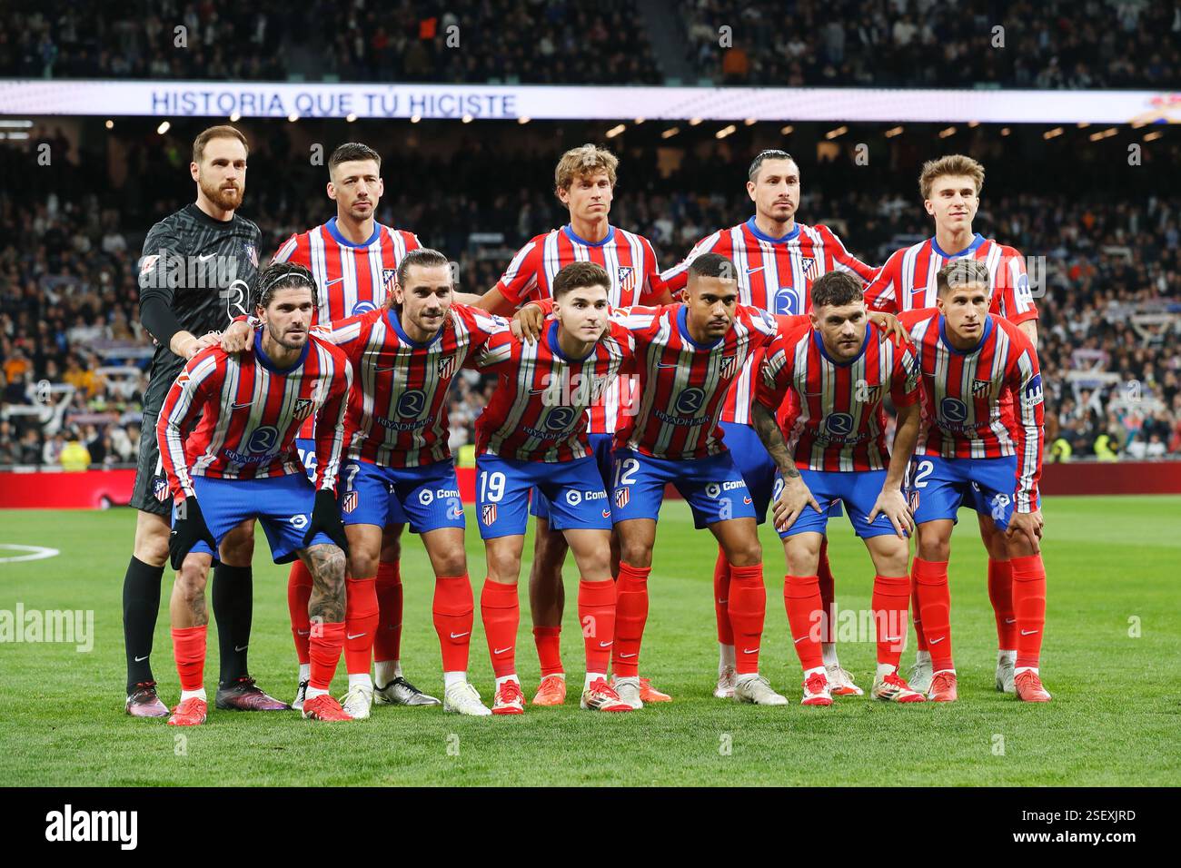 Madrid, Spain. 8th Feb, 2025. Atletico de Madrid team group line-up ...