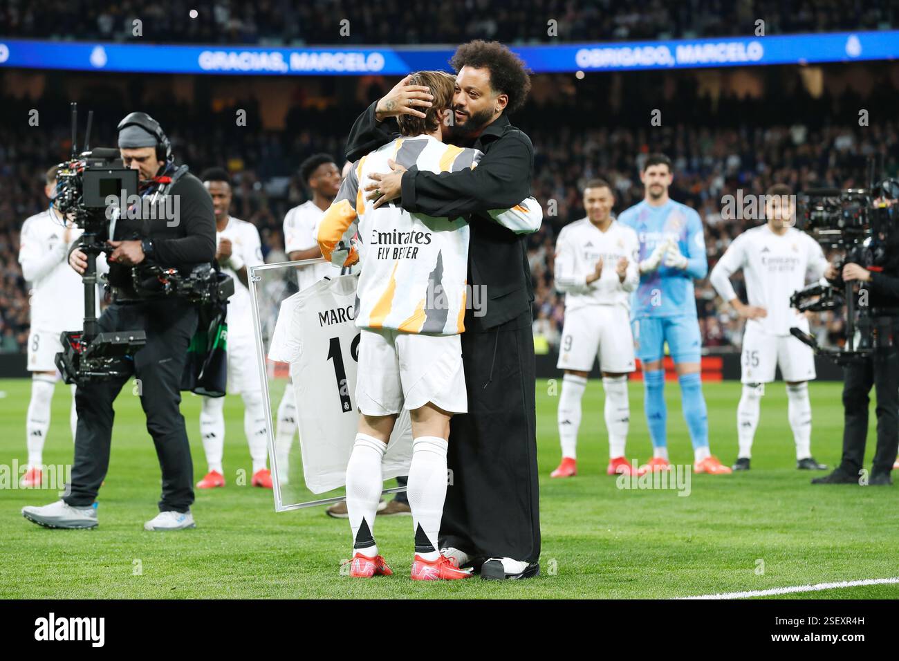 Madrid, Spain. 8th Feb, 2025. (L-R) Luka Modric, Marcelo (Real ...